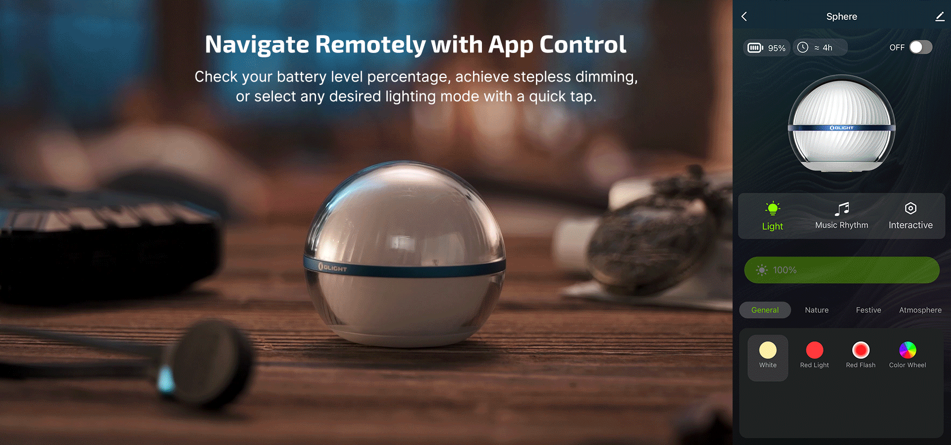 Olight Sphere Smart Ambient Light App Control 360 Degree Lighting ...