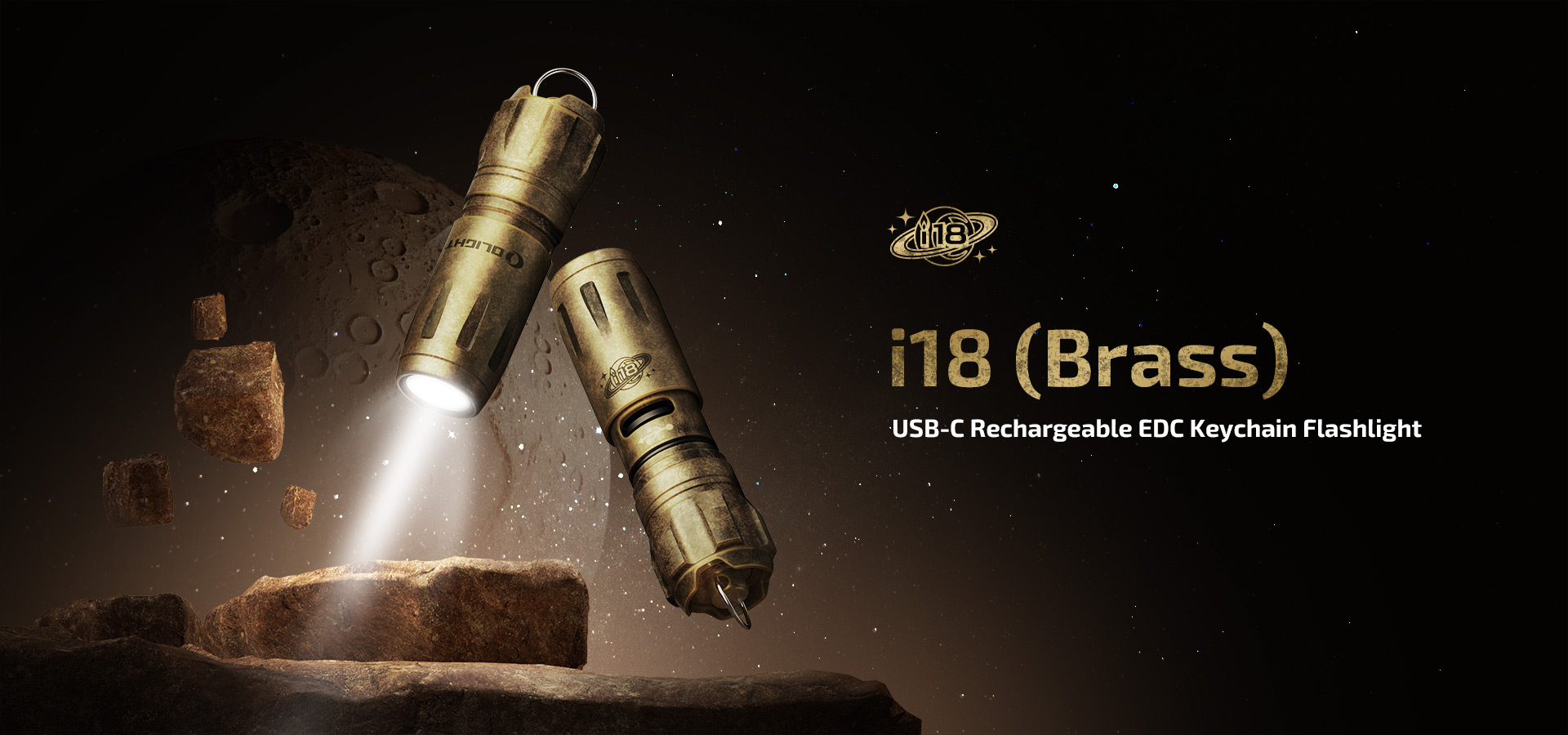 Olight i18 Brass USB-C Rechargeable EDC Keychain Flashlight - Olight Canada